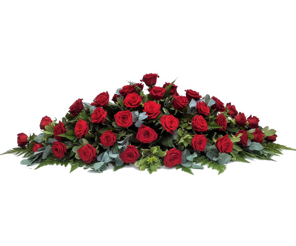 Red Rose Casket Spray|coffin funeral spray in Lydiate